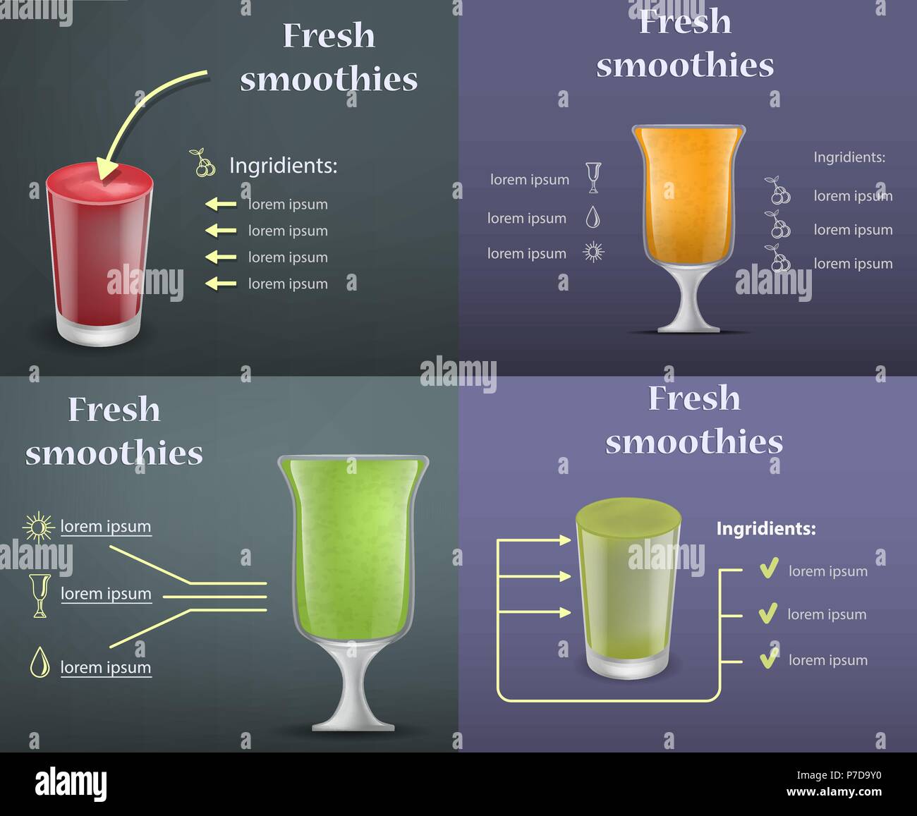 Smoothie fruit juice banner set, realistic style Stock Vector Image ...