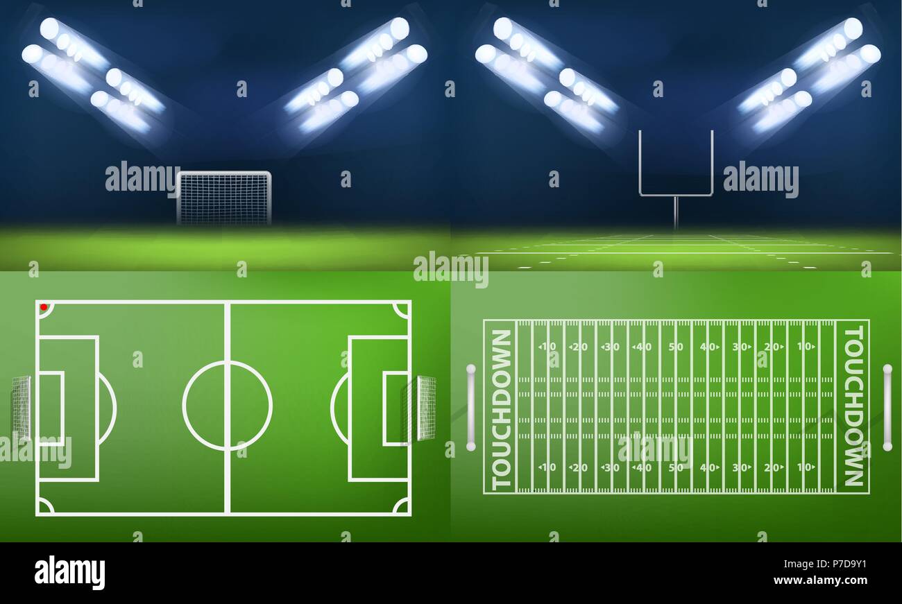 Arena stadium scene banner set, realistic style Stock Vector Image ...