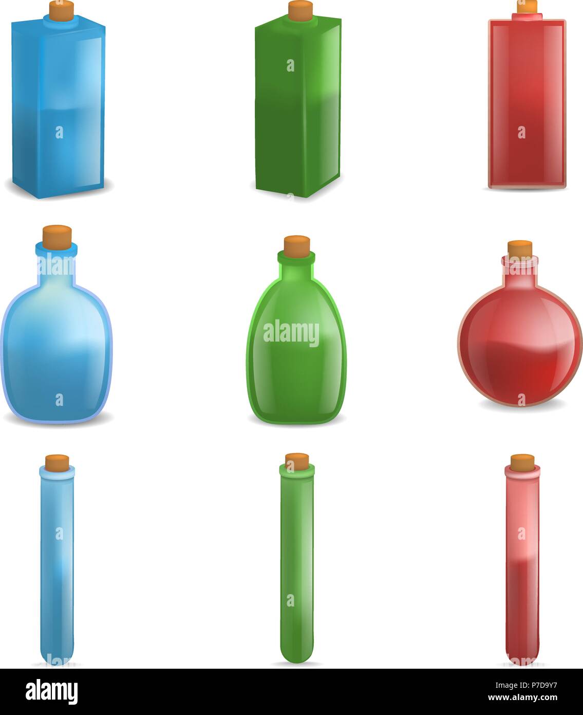 Potion magic bottle mockup set, realistic style Stock Vector Image ...