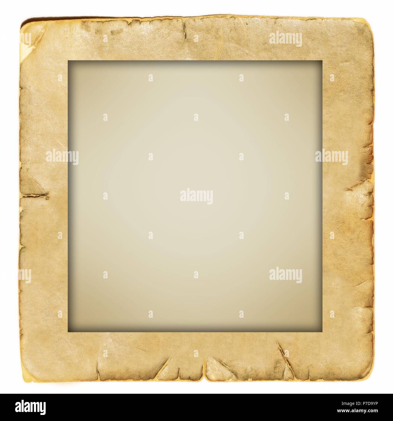 Vintage sepia squared frame made with ancient damaged paper Stock Photo ...