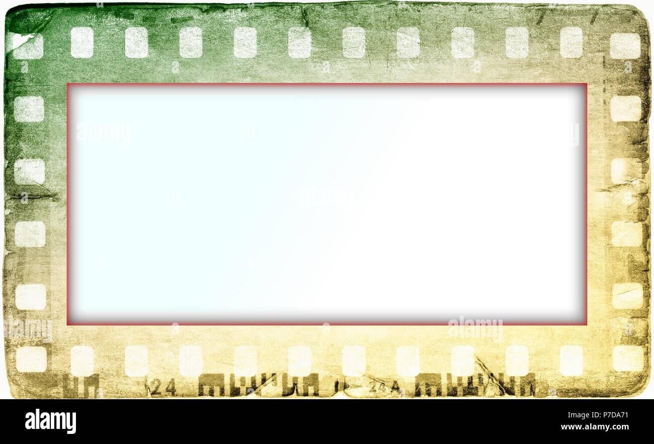 Vintage film strip frame on old and damaged paper background Stock ...