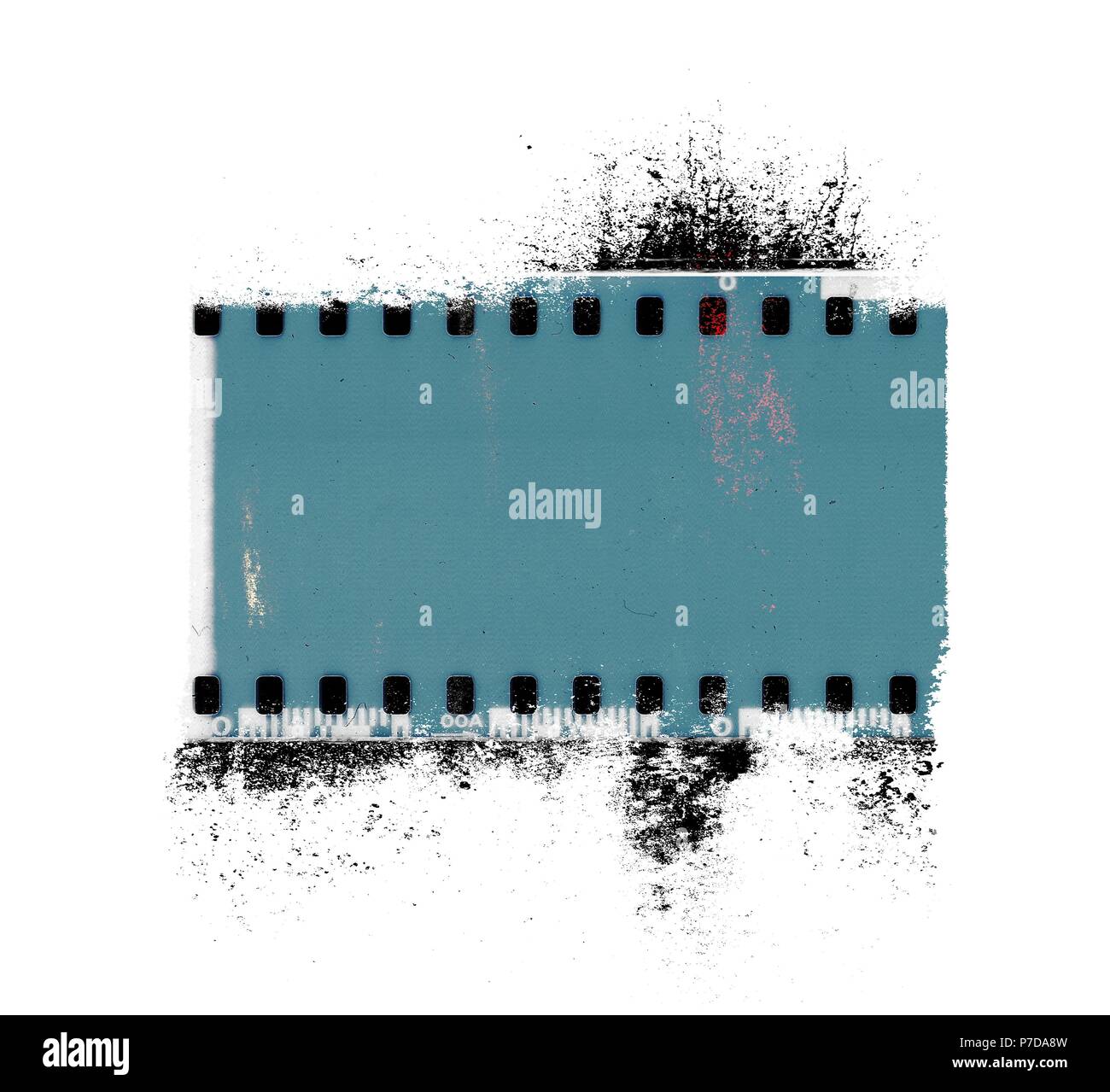 Grunge blue film strip frame isolated on white Stock Photo - Alamy