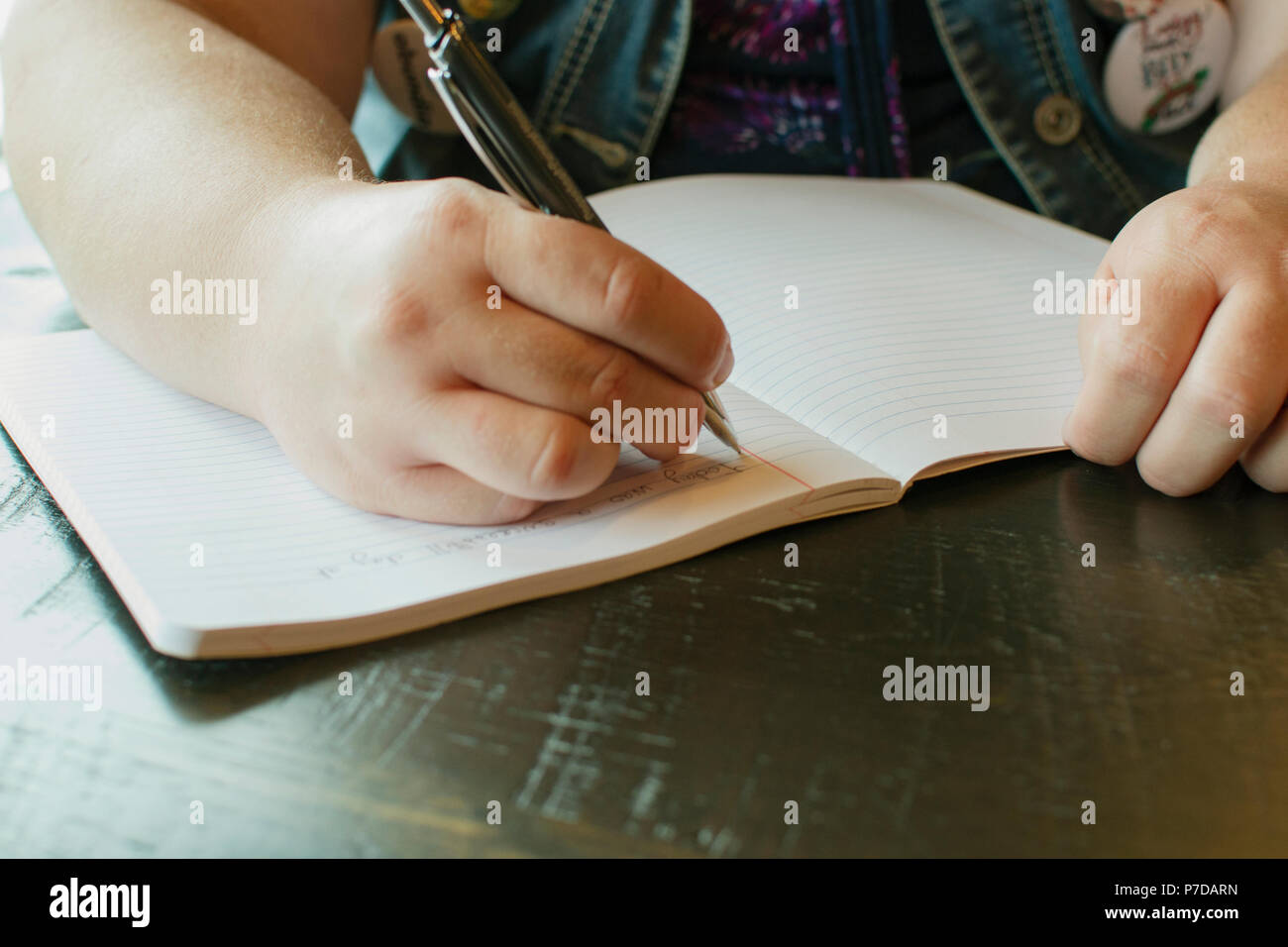 Woman Thinking Writing In Book High Resolution Stock Photography and ...