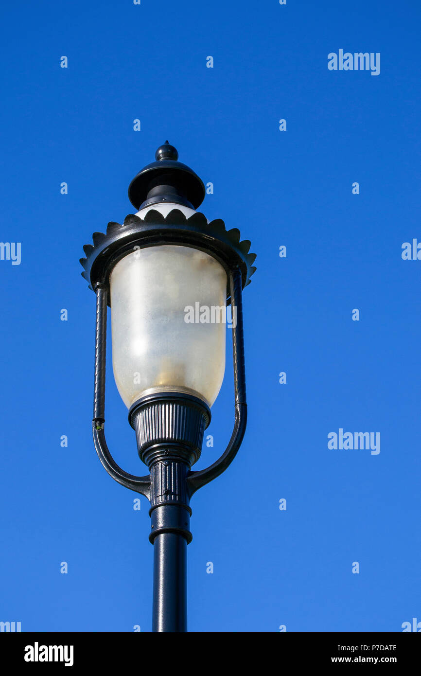 Antique Old Style OUtdoor Street Lamp with Clear Sky Blue Background ...