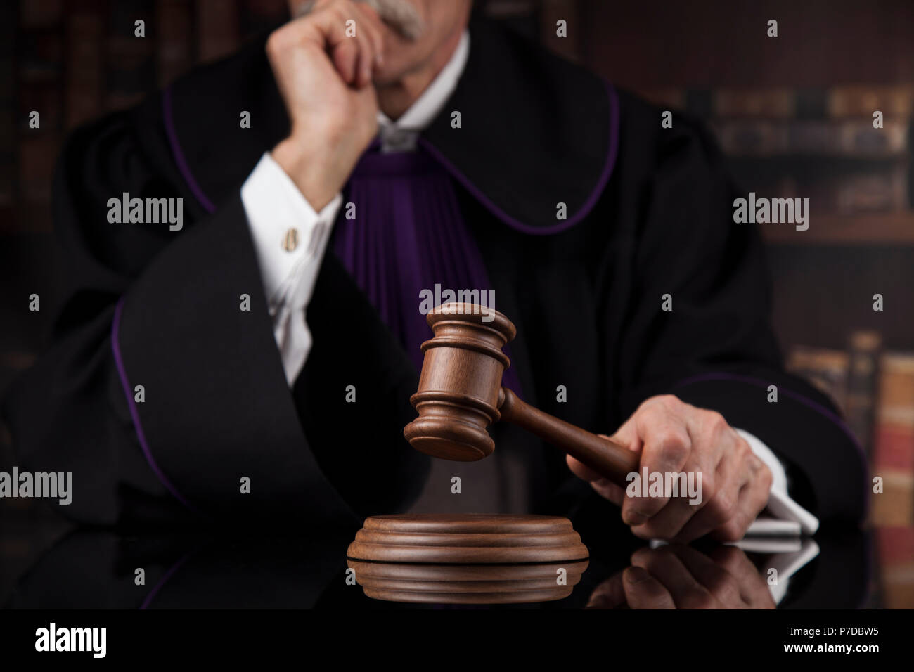 Courtroom, Judge, male judge in black mirror background Stock Photo - Alamy