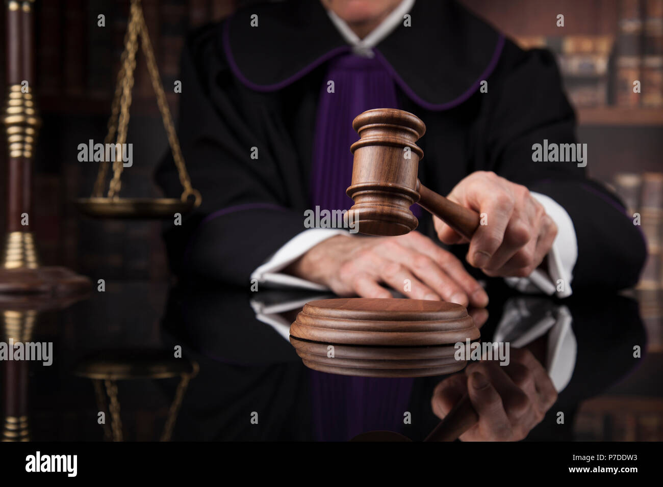 Courtroom, Judge, male judge in black mirror background Stock Photo - Alamy