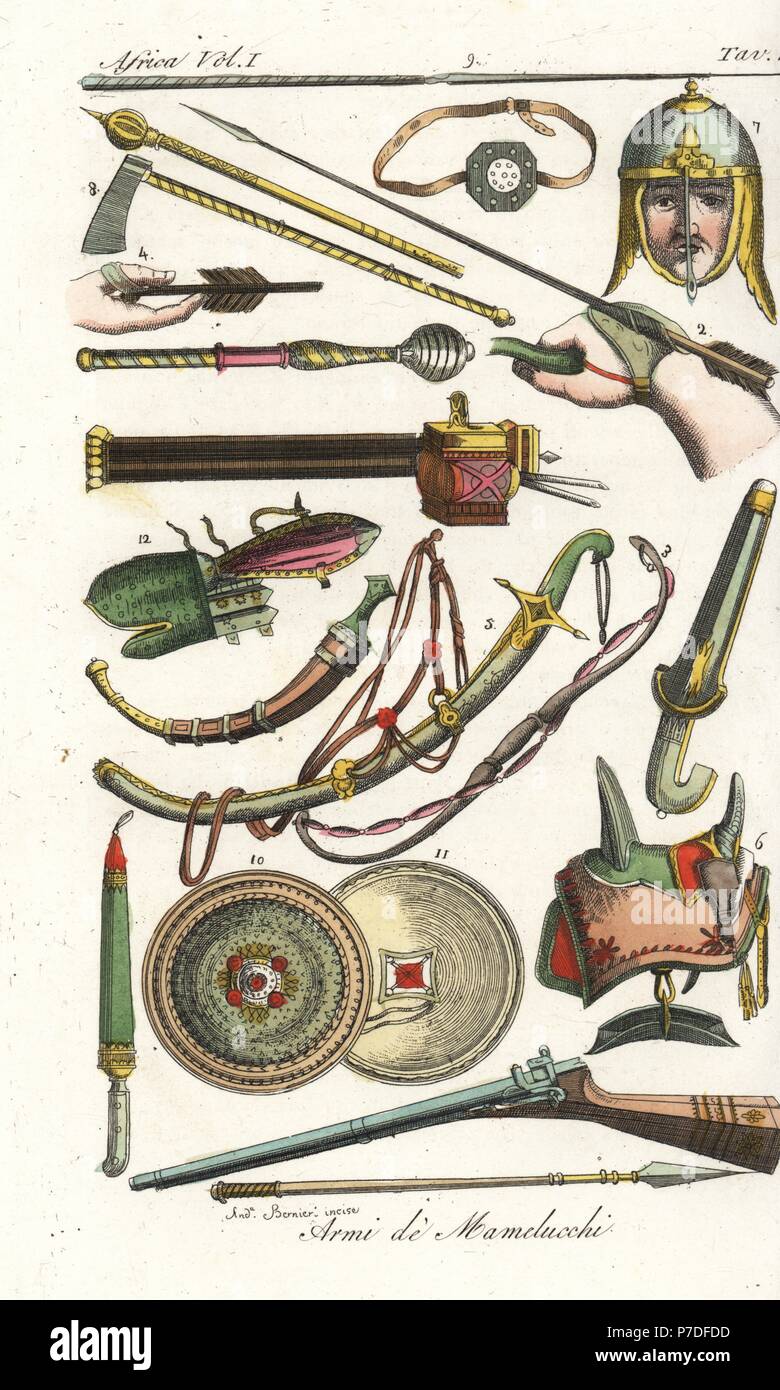 Arms and armour of the Mamluks including armour, sabre, mace, arrow ...