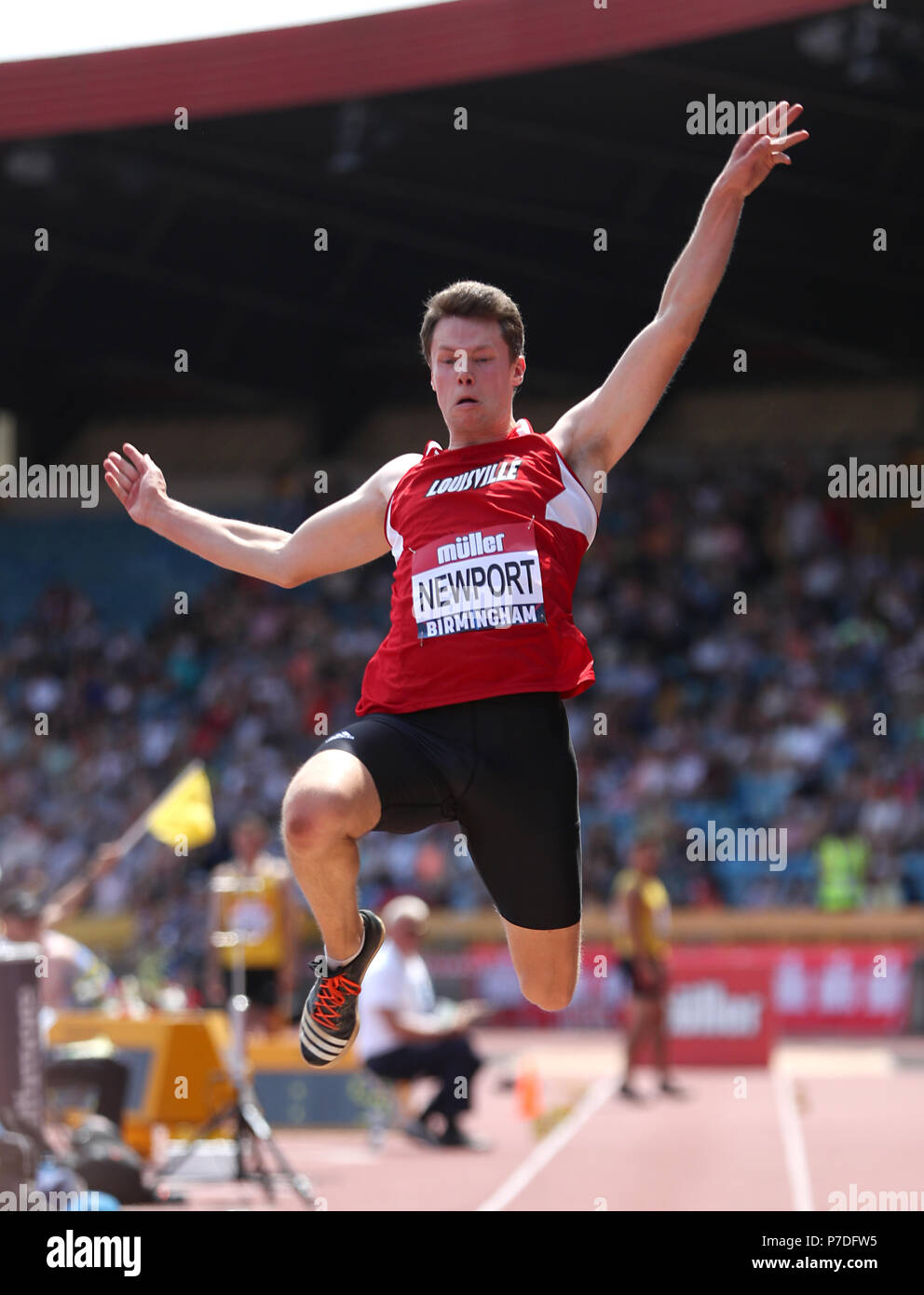 Great Britain's Oliver Newport competes in the Men's Long Jump Final ...