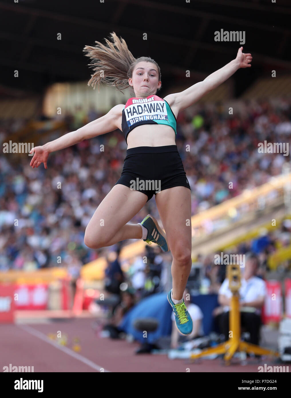 Great Britain's Lucy Hadaway competes in the Women's Long Jump Final ...