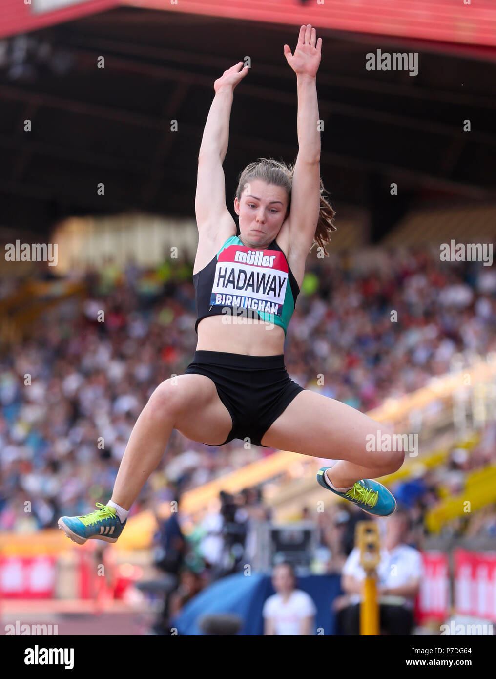 Great Britain's Lucy Hadaway competes in the Women's Long Jump Final ...