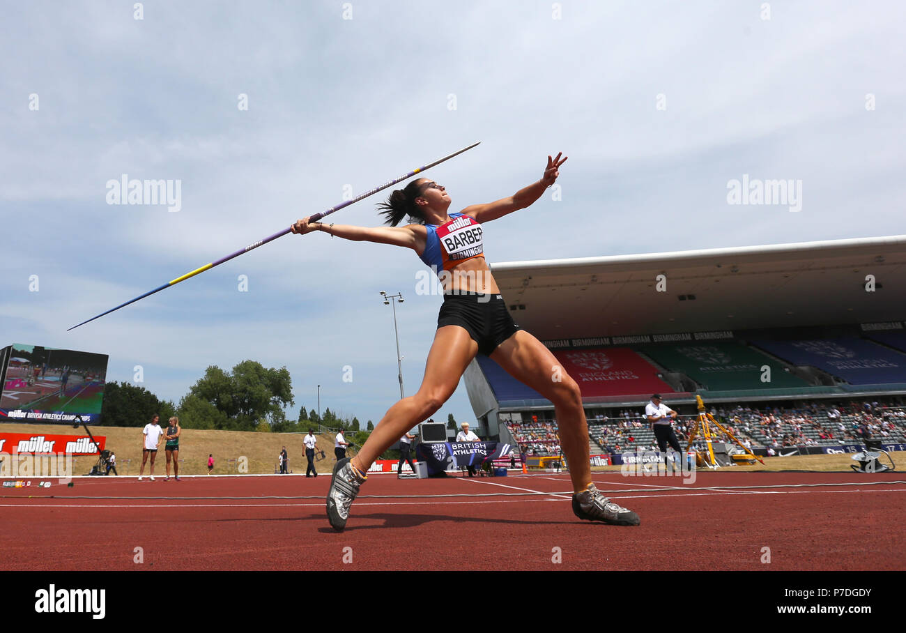 Great Britain's Ellen Barber competes in the Women's Javelin Throw ...