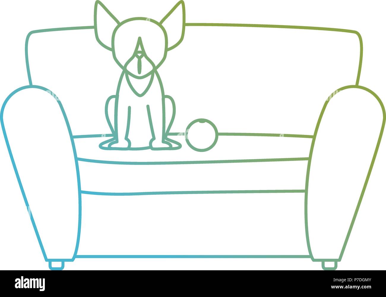 cute dog pet in the sofa character Stock Vector Image & Art - Alamy