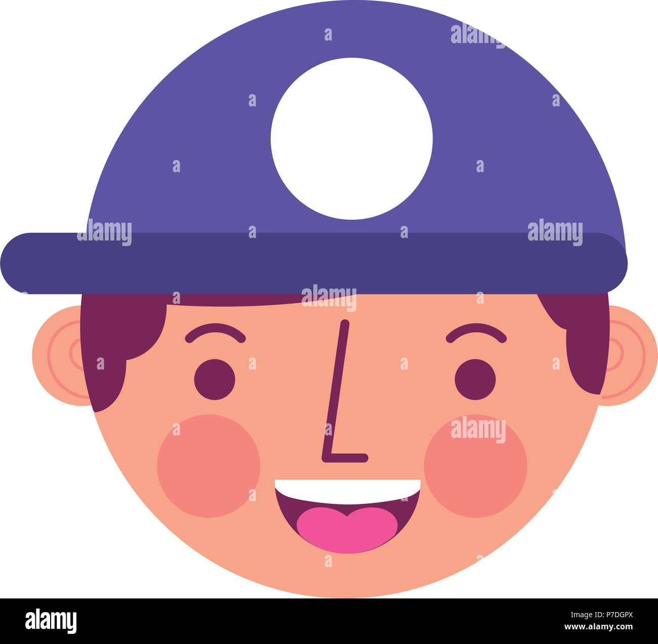 smiling man head with sport cap vector illustration Stock Vector Image ...