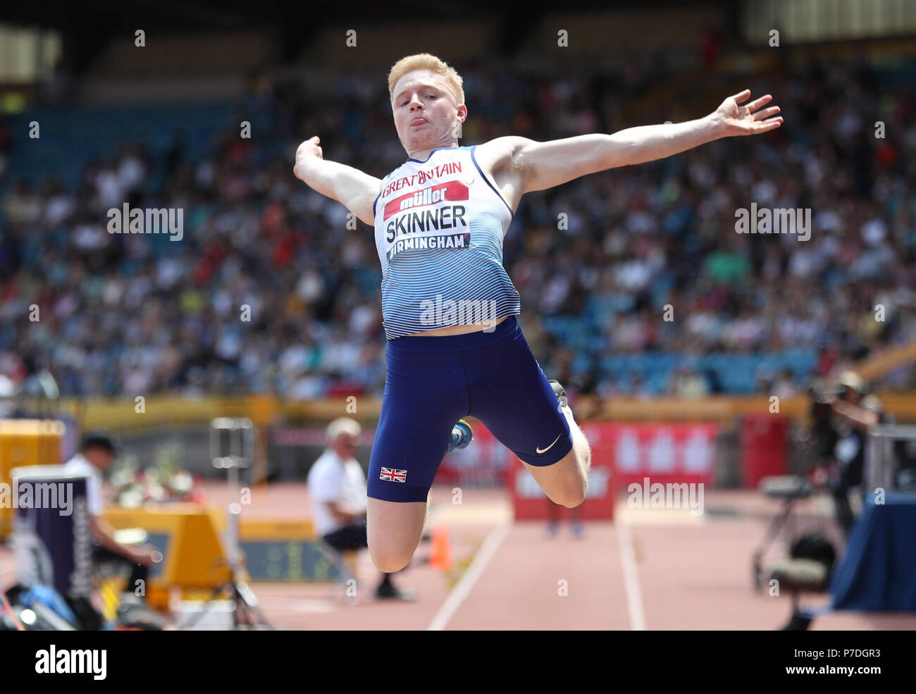 Great Britain's Zak Skinner competes in the Men's Long Jump Final ...