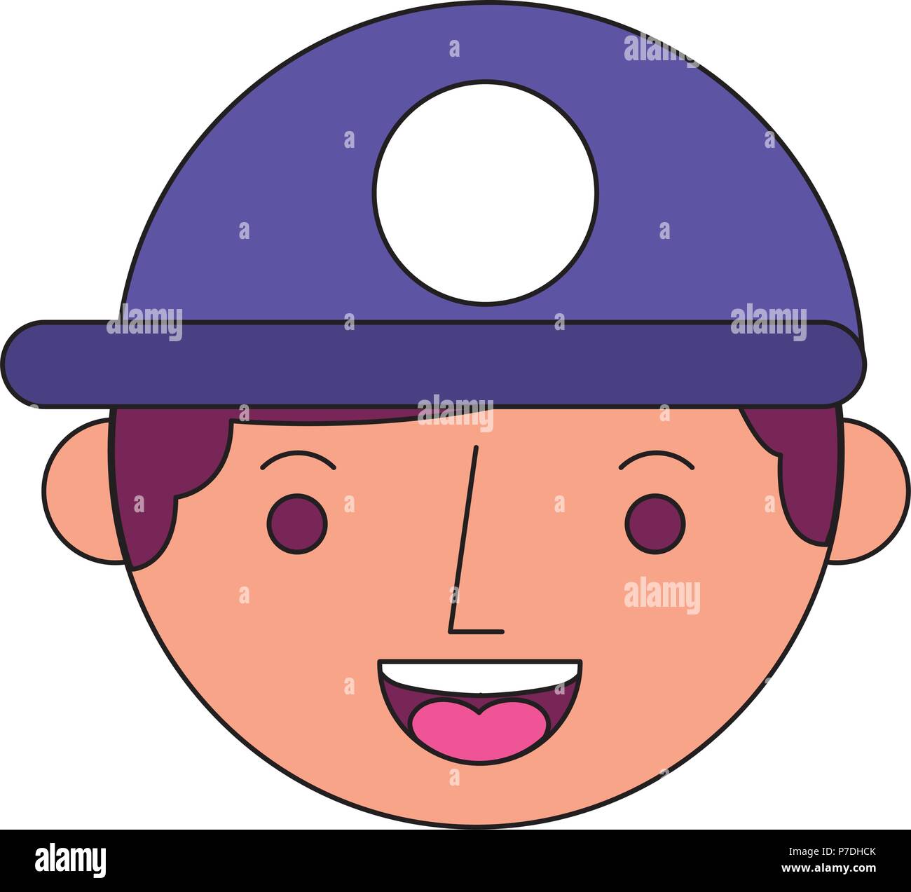 smiling man head with sport cap vector illustration Stock Vector Image ...