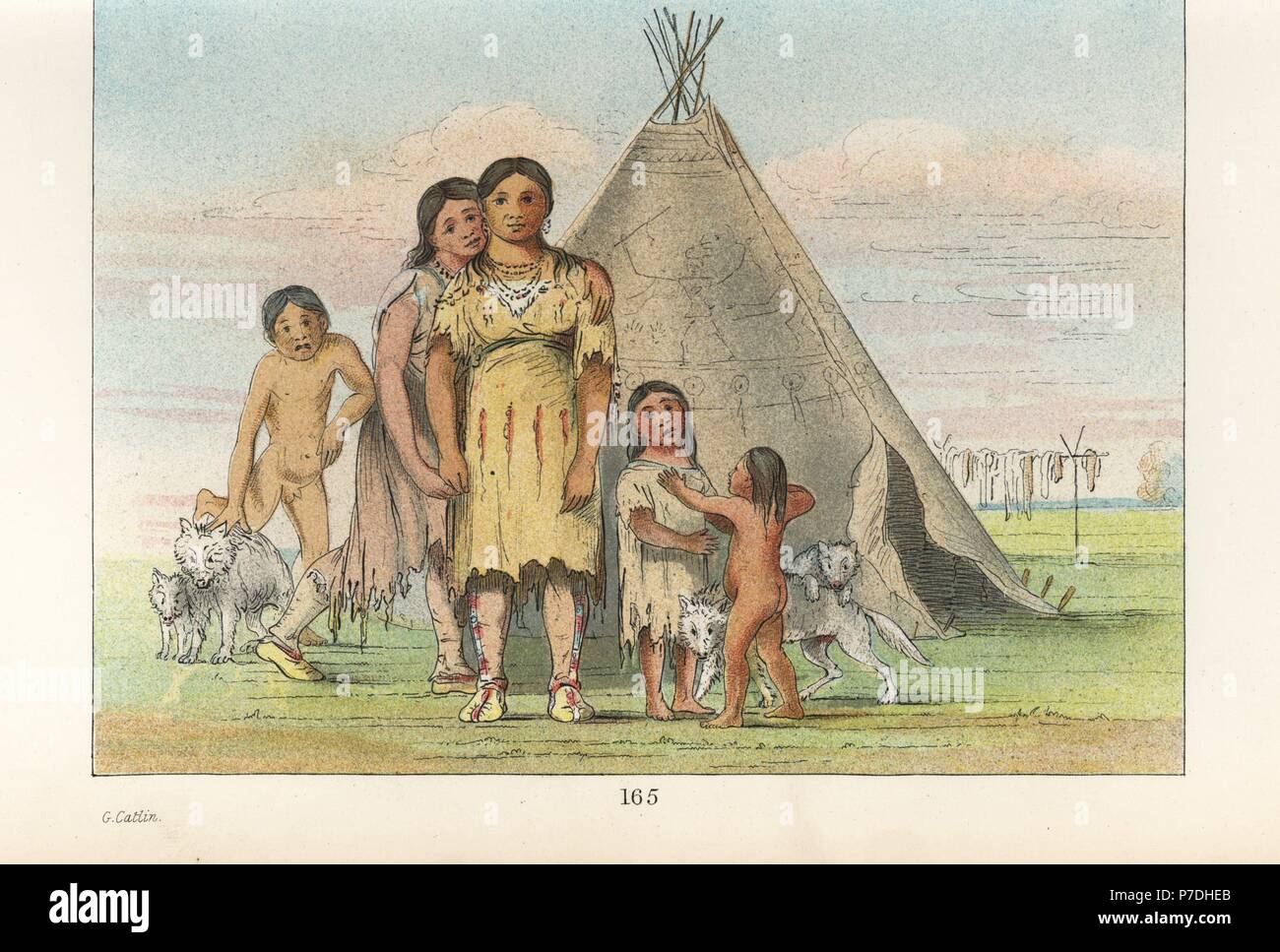 Wives and children of a chief outside their teepee in the Comanche ...