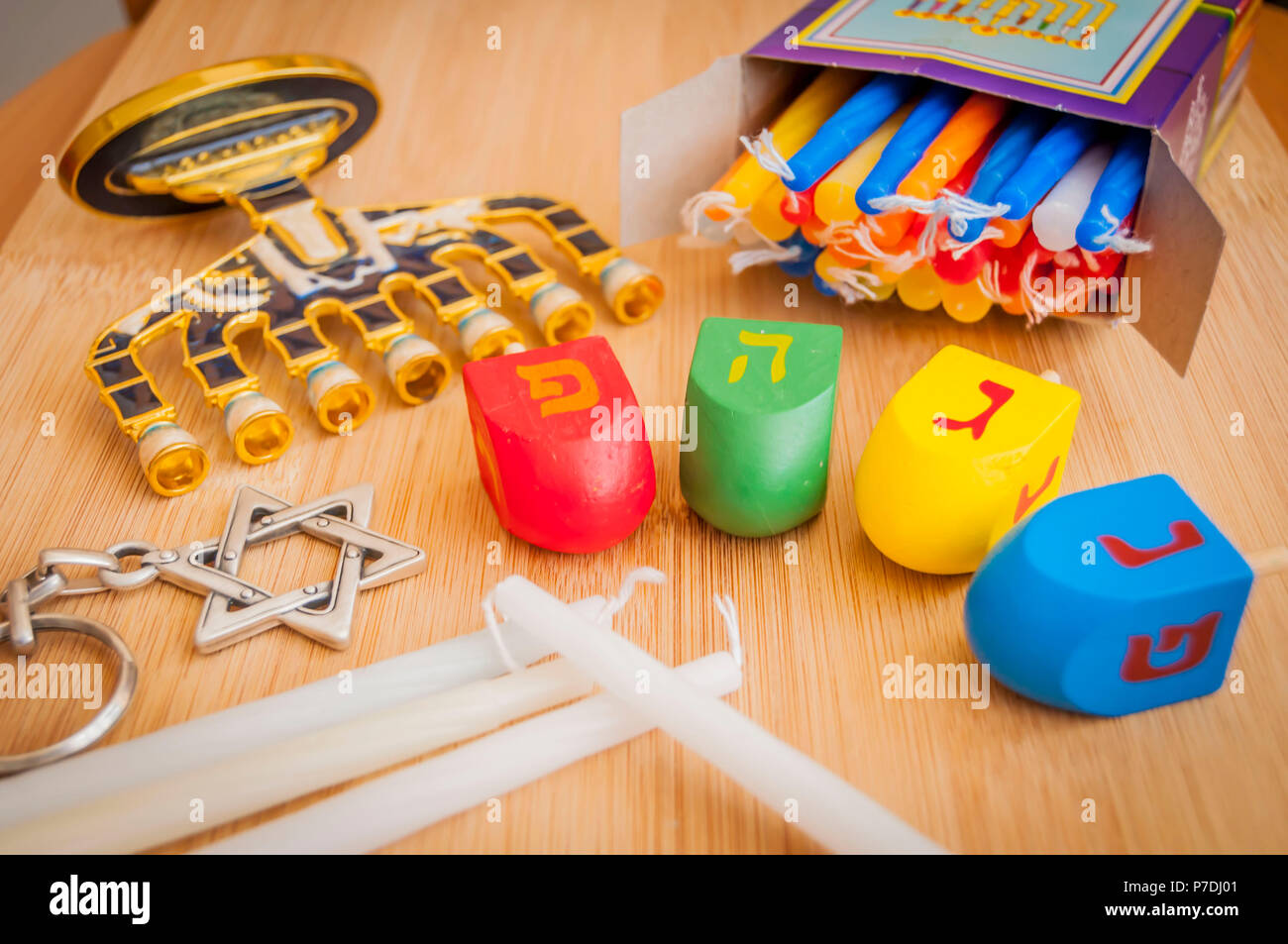 The Jewish Hanukkah holiday concept stock image. Hebrew letters on ...
