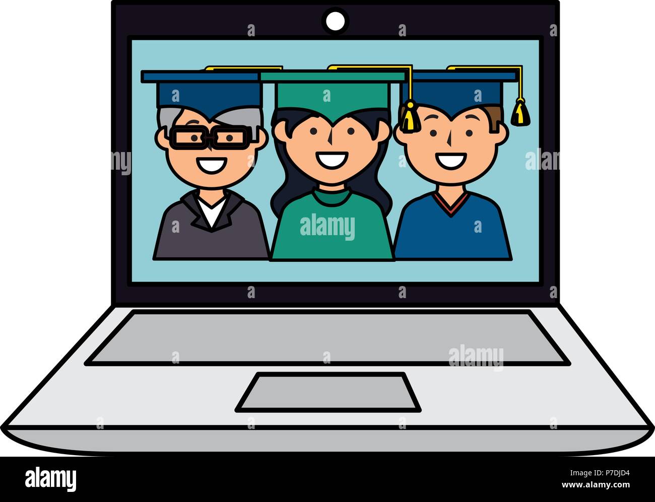 Laptop computer group students Stock Vector Images - Alamy