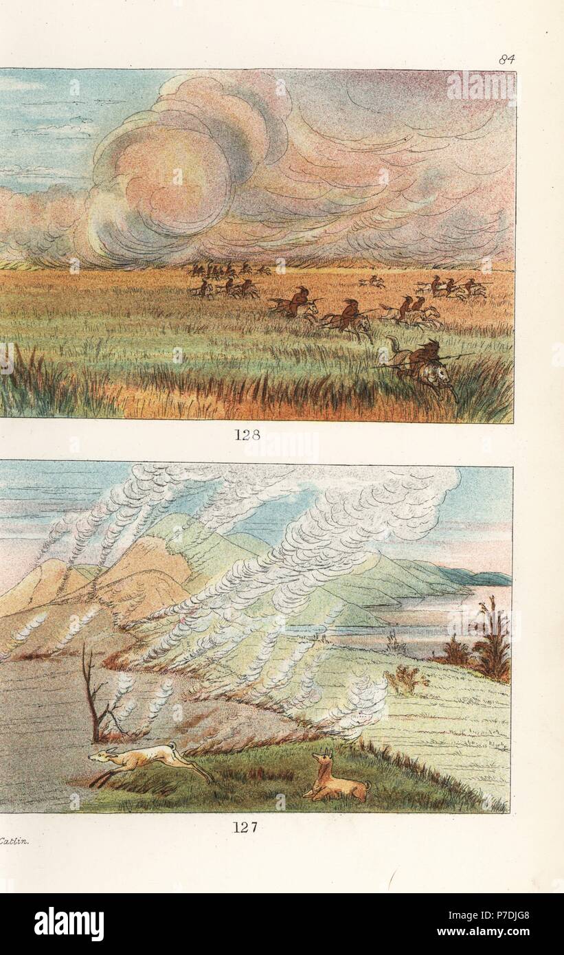 Prairie fires driving deer 127 and wild fires forcing Native Americans ...
