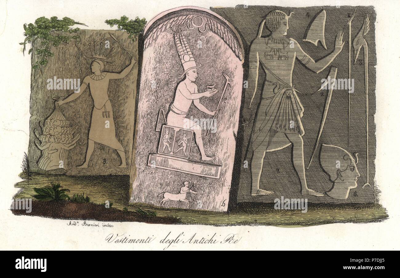 Costumes of the ancient Egyptian pharaohs as gods including Amon Ra ...