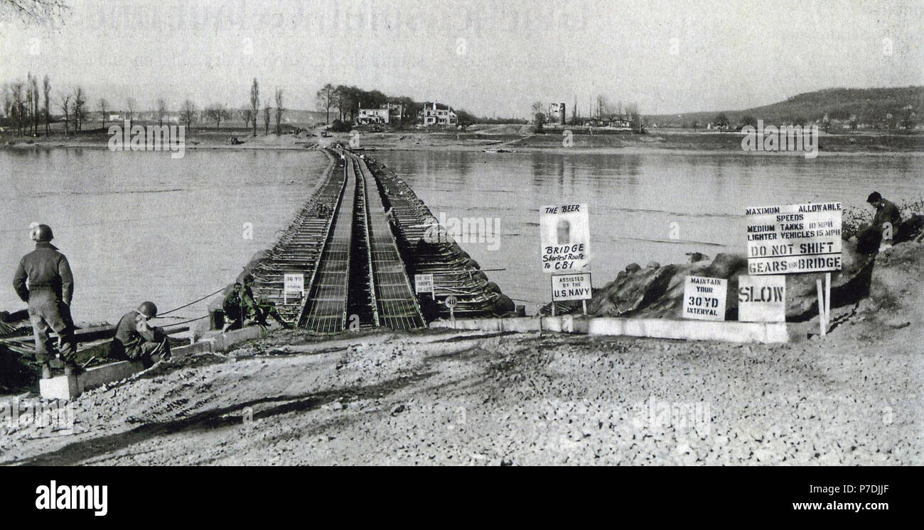 1945 ww2 rhine river ponton bridge Bonn to Beuel beer-bridge Stock ...