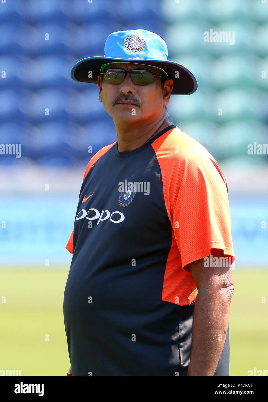 India cricket coach Ravi Shastri during a nets session at The SSE ...
