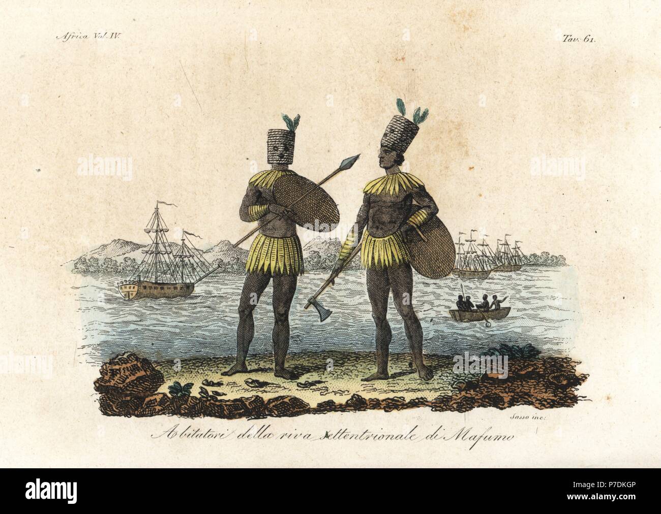 Battle costume of the natives of Dalagoa Bay (Maputo Bay), Mozambique ...