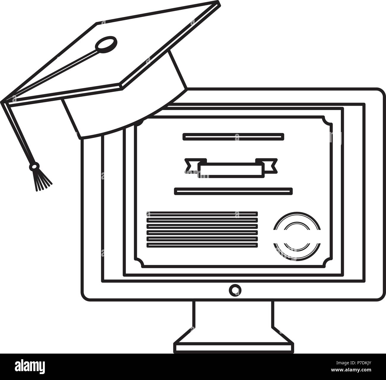 computer desktop with diploma and hat Stock Vector Image & Art - Alamy