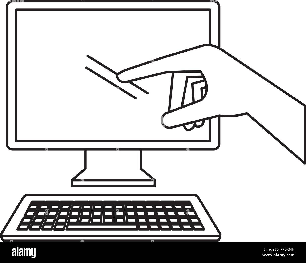 computer desktop with hand user Stock Vector Image & Art - Alamy
