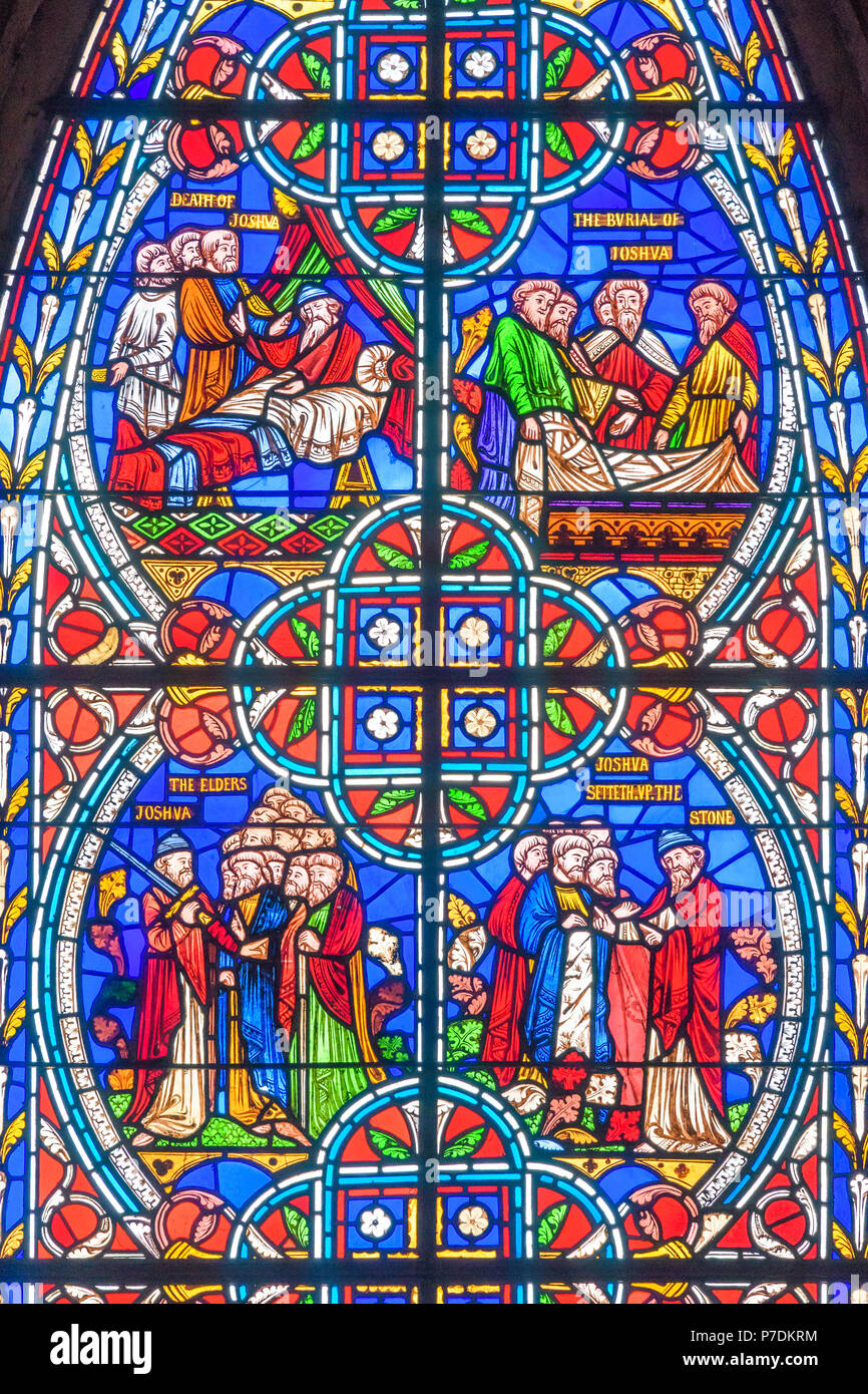 A Colorful Stained Glass Window At Lincoln Cathedral England