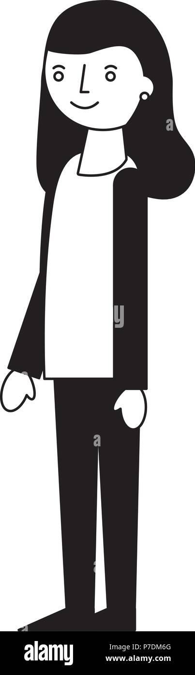 woman female character cartoon image vector illustration black and ...