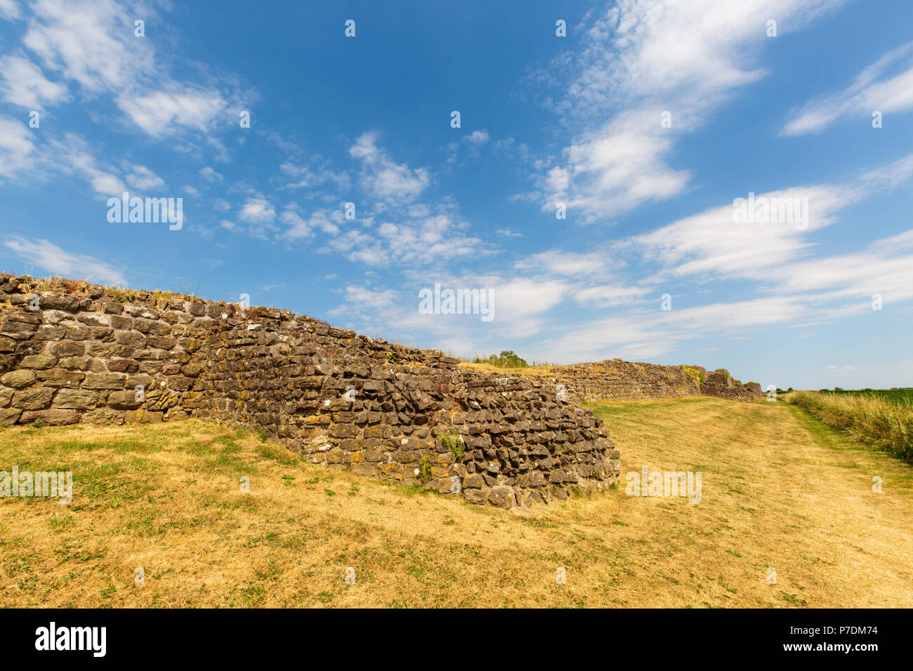 The ruins of a watch tower in the fortified wall of the Roman Town of ...