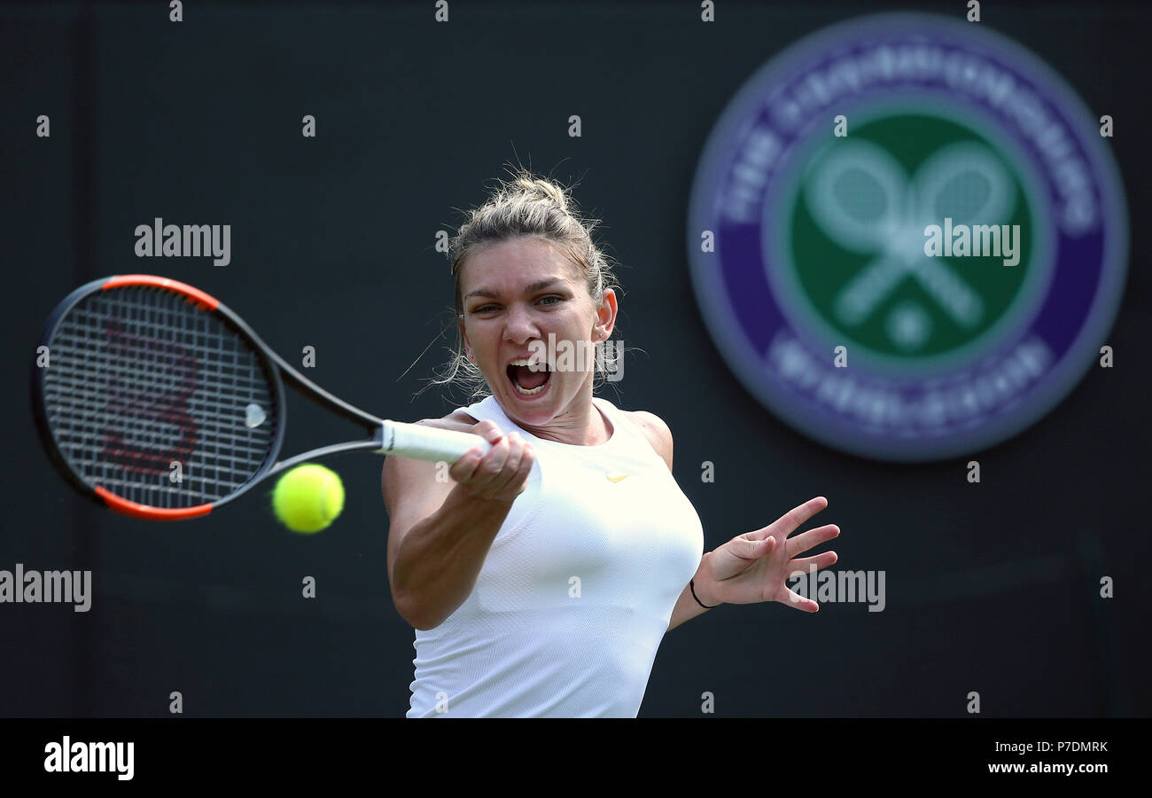 Simona Halep in action on day four of the Wimbledon Championships at ...