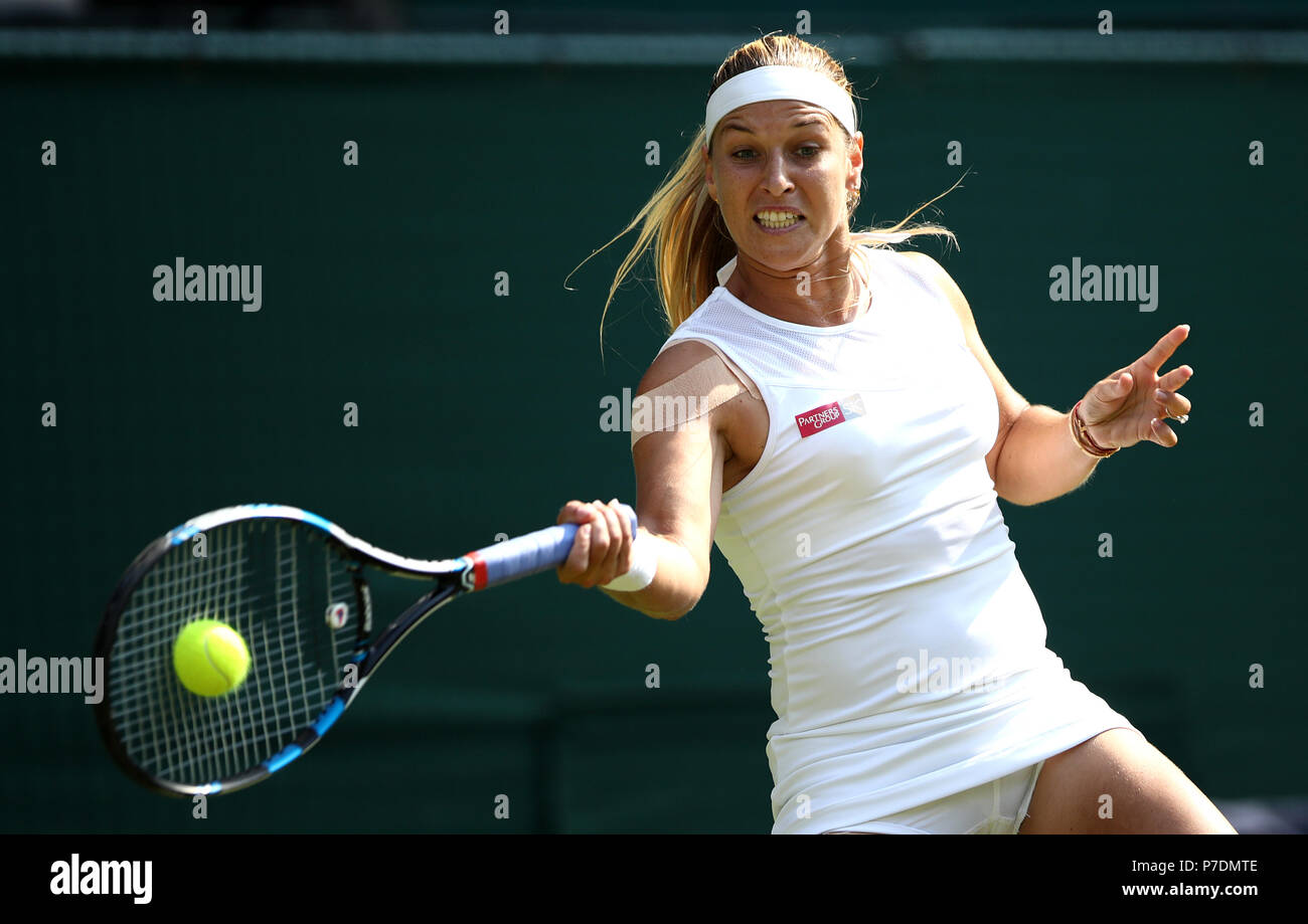 Dominika Cibulkova in action on day four of the Wimbledon Championships ...
