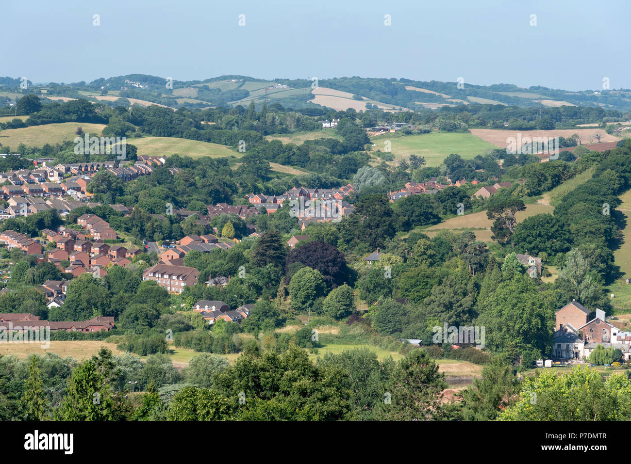 Exeter, Devon, UK. An overview of housing and countryside north east of ...