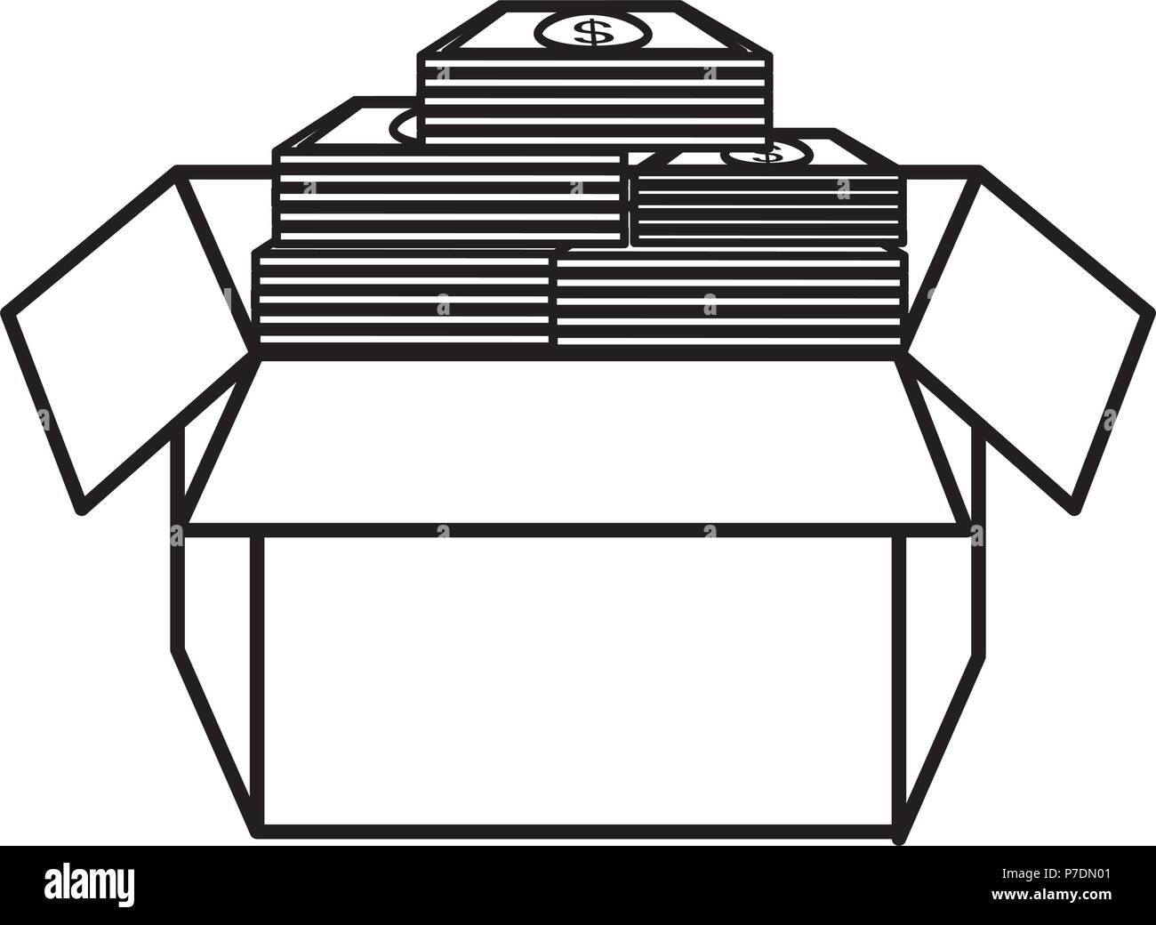 carton box with bills money Stock Vector Image & Art - Alamy