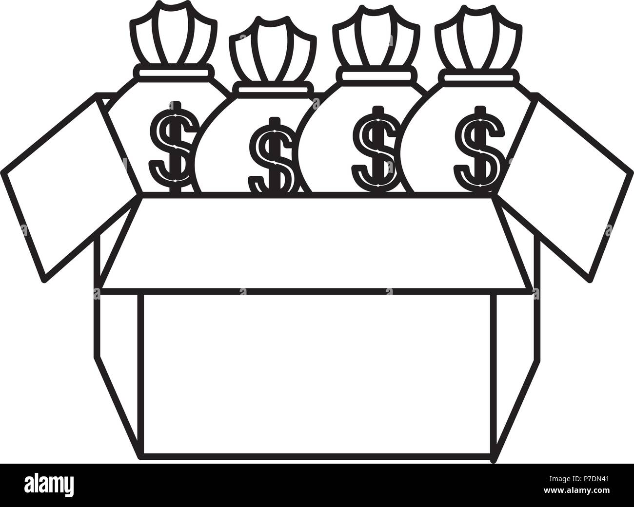carton box with money bags Stock Vector Image & Art - Alamy