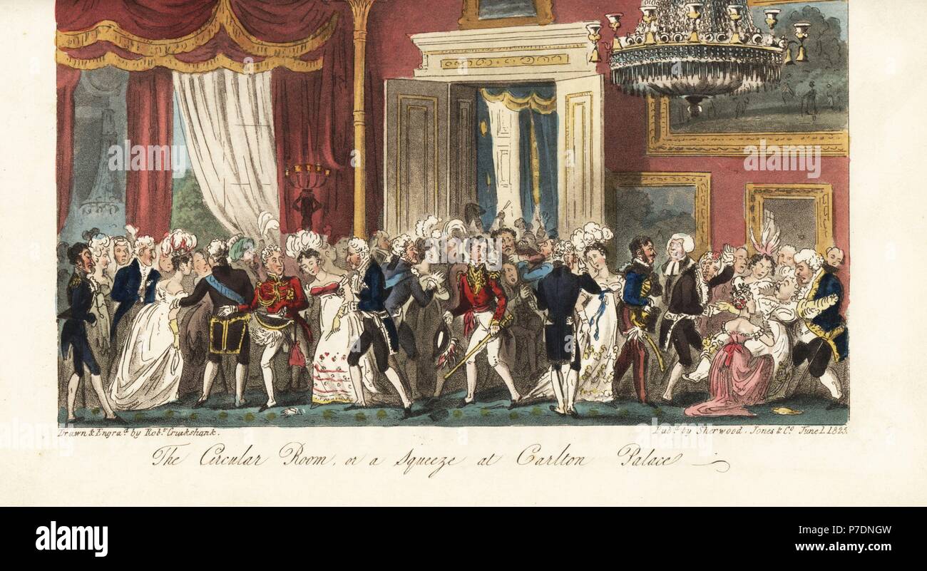 Regency nobles and liveried servants helping fainting women in the ...