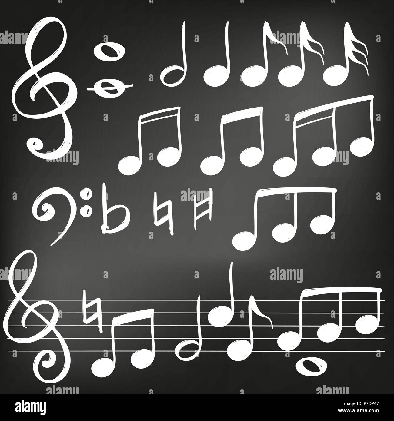 music note icon hand drawn vector illustration realistic sketch , drawn ...