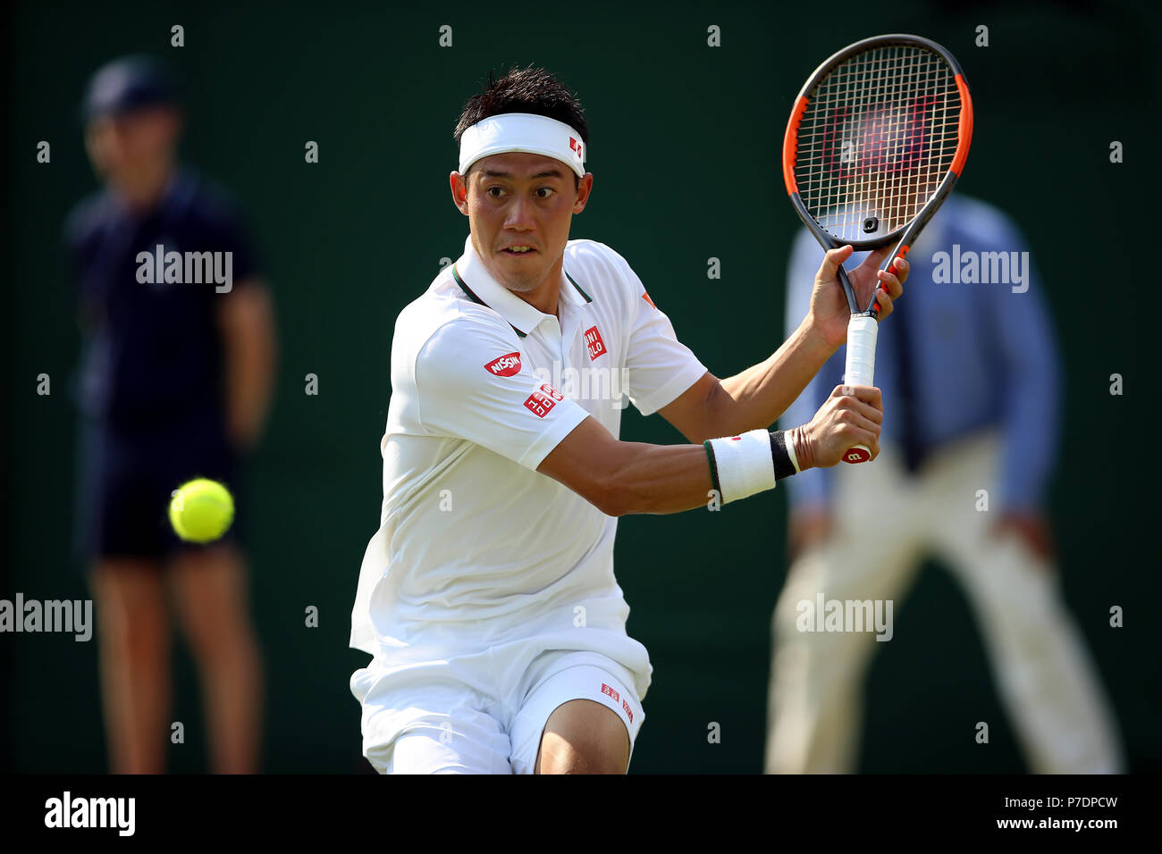 Kei Nishikori on day four of the Wimbledon Championships at the All ...