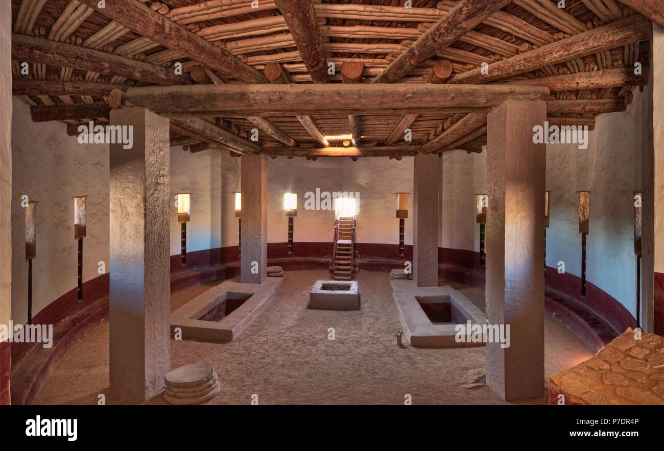 Reconstructed interior of The Great Kiva, built by Anasazi Indians ...