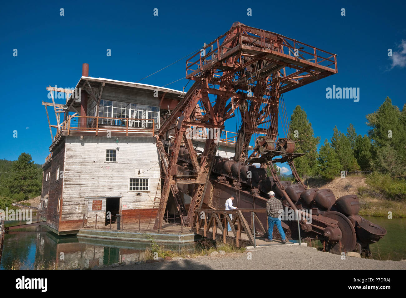 Boom with buckets at historic gold mining dredge in Sumpter in Blue ...