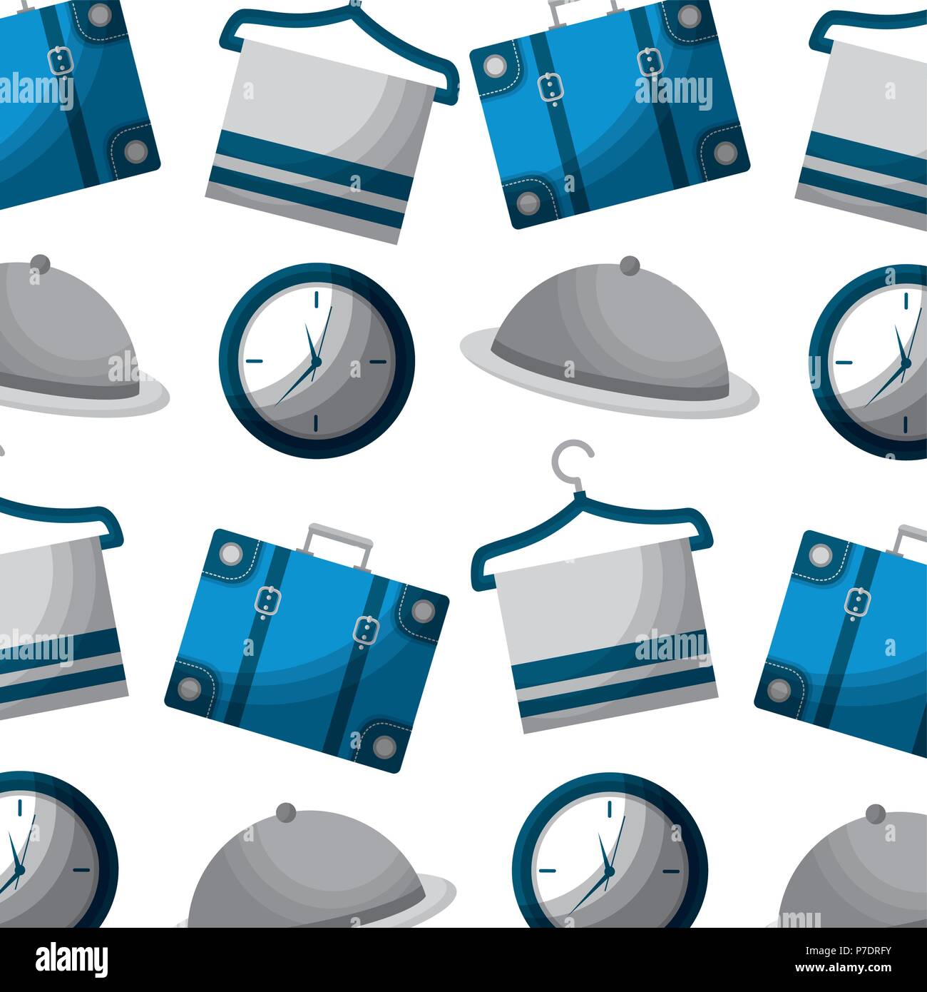 hotel suitcase clock tray and towel hook background vector illustration ...