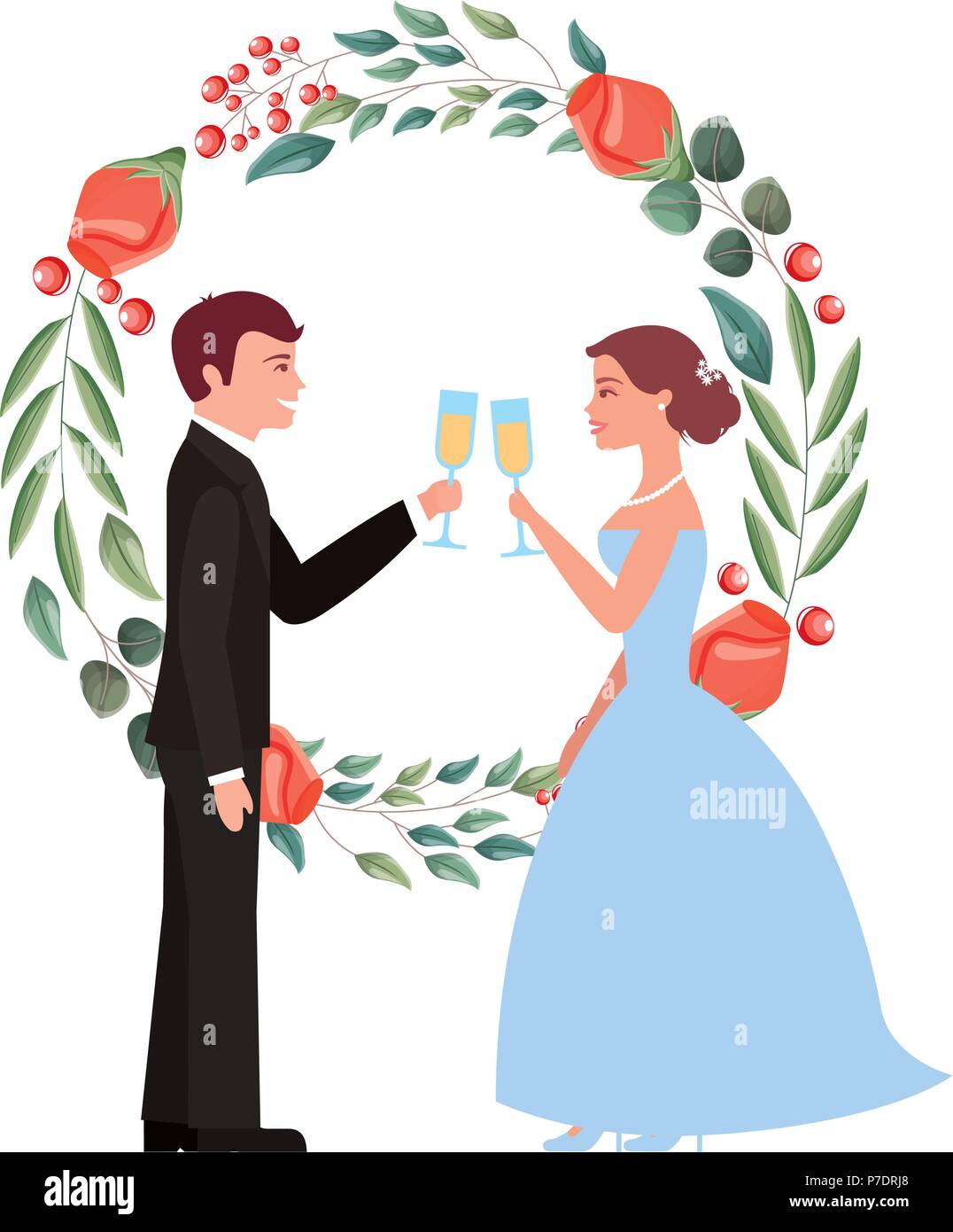 Couple celebrating in restaurant Stock Vector Images - Alamy