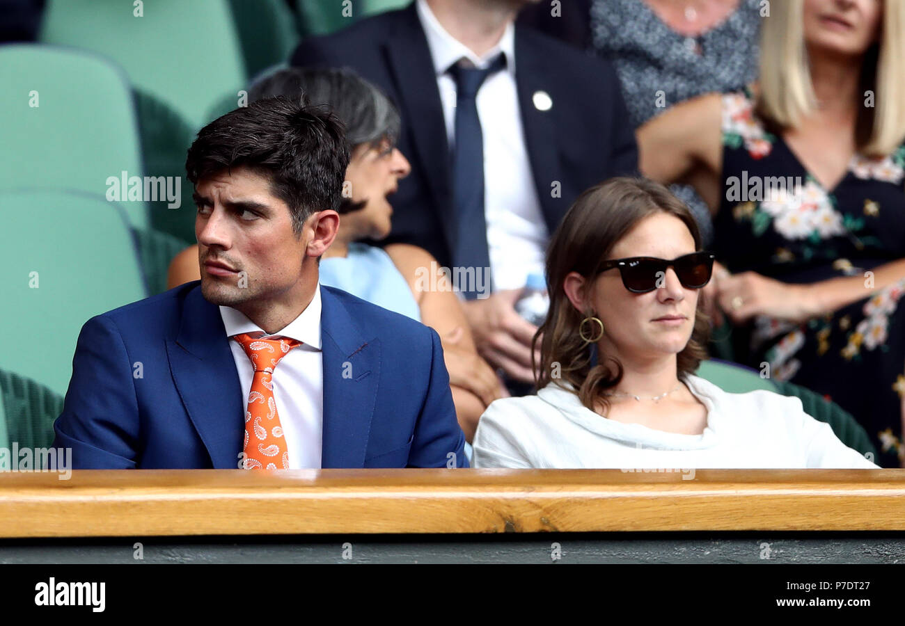 Alastair and Alice Cook in the Royal box on centre court on day four of ...