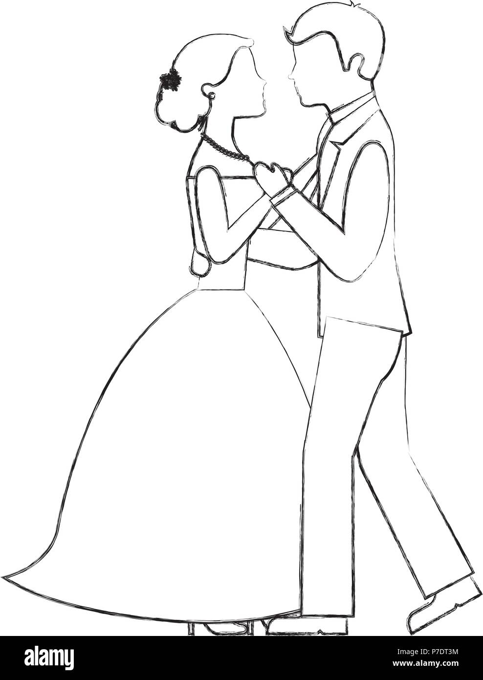 Wedding Couple Dancing Drawing