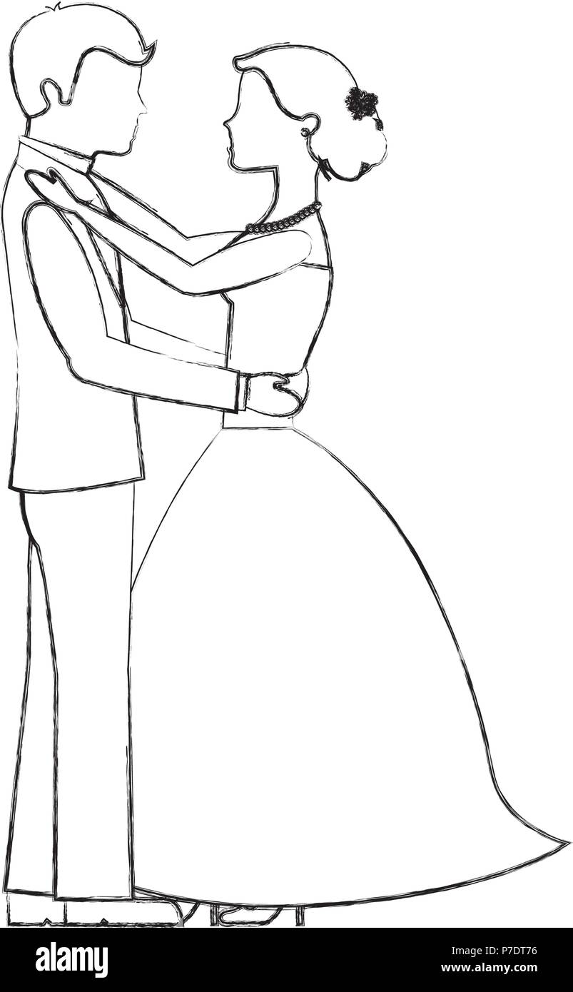 Bride And Groom Dancing Drawing