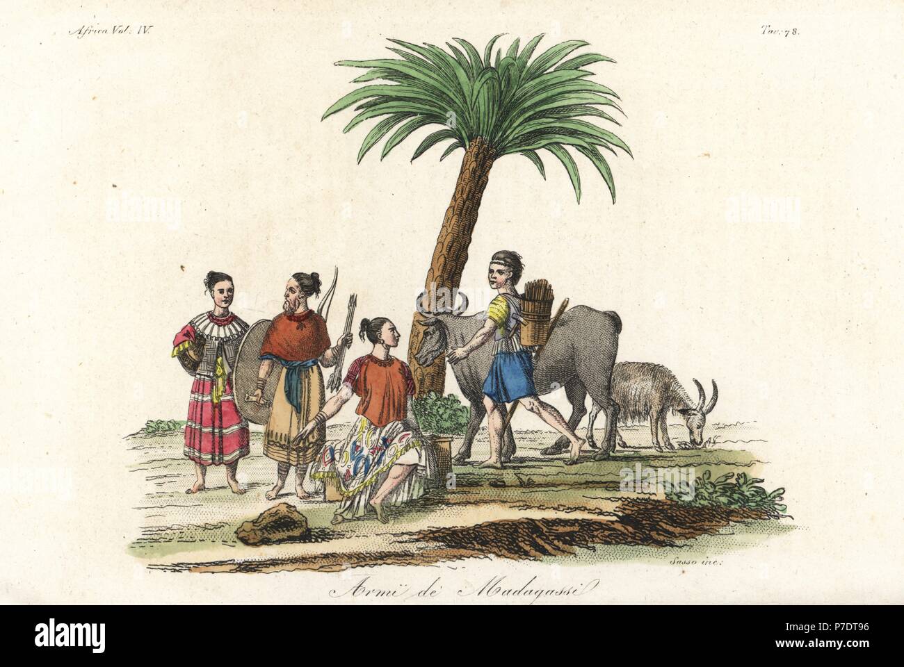 Weapons of the Malagasy people of Madagascar, men with bow, arrow ...