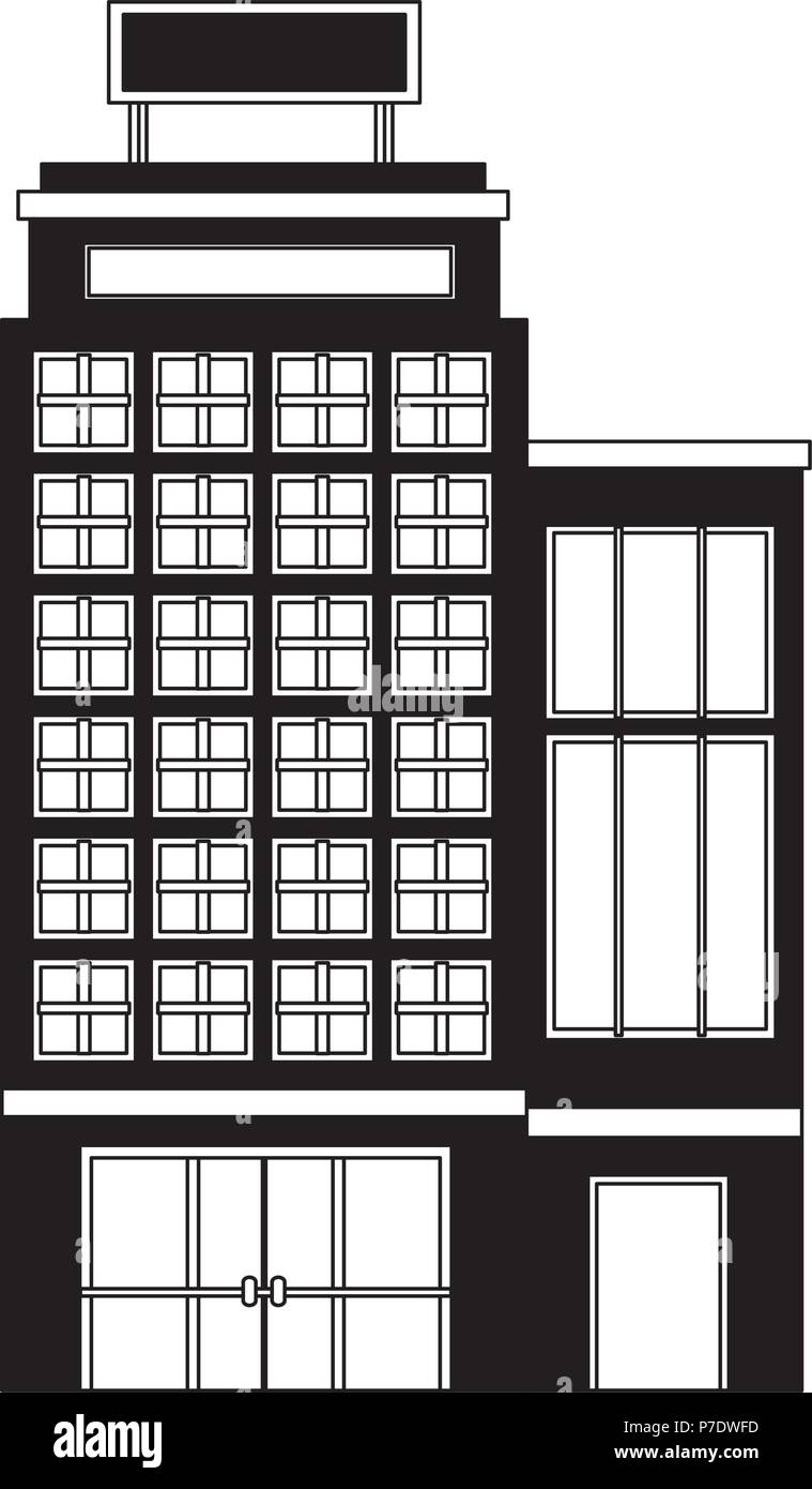 hotel building accomodation tourism travel vector illustration black ...