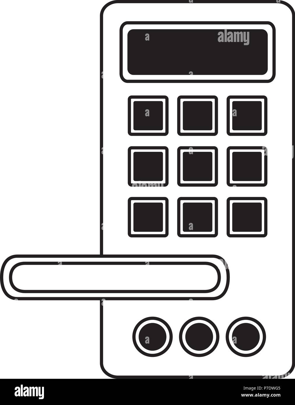 hotel door handle with electric lock vector illustration black and ...